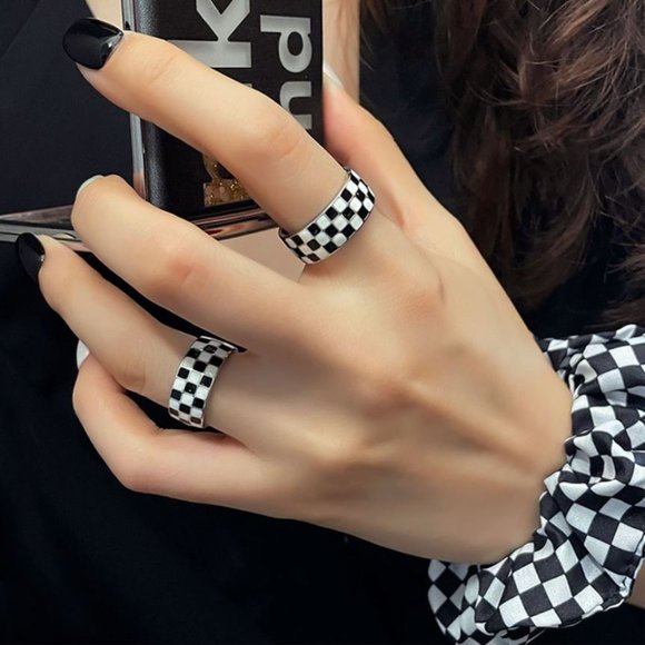 Jewelry | 925 Silver Checkered Ring Chunky Silver Ring Thick Silver Checkerboard Ring | Poshmark